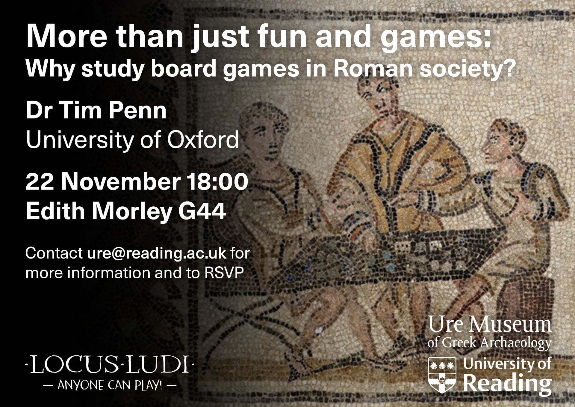University of Reading Ure Museum/Department of Classics talk: Dr Timothy Penn (Oxford) on 'More ...